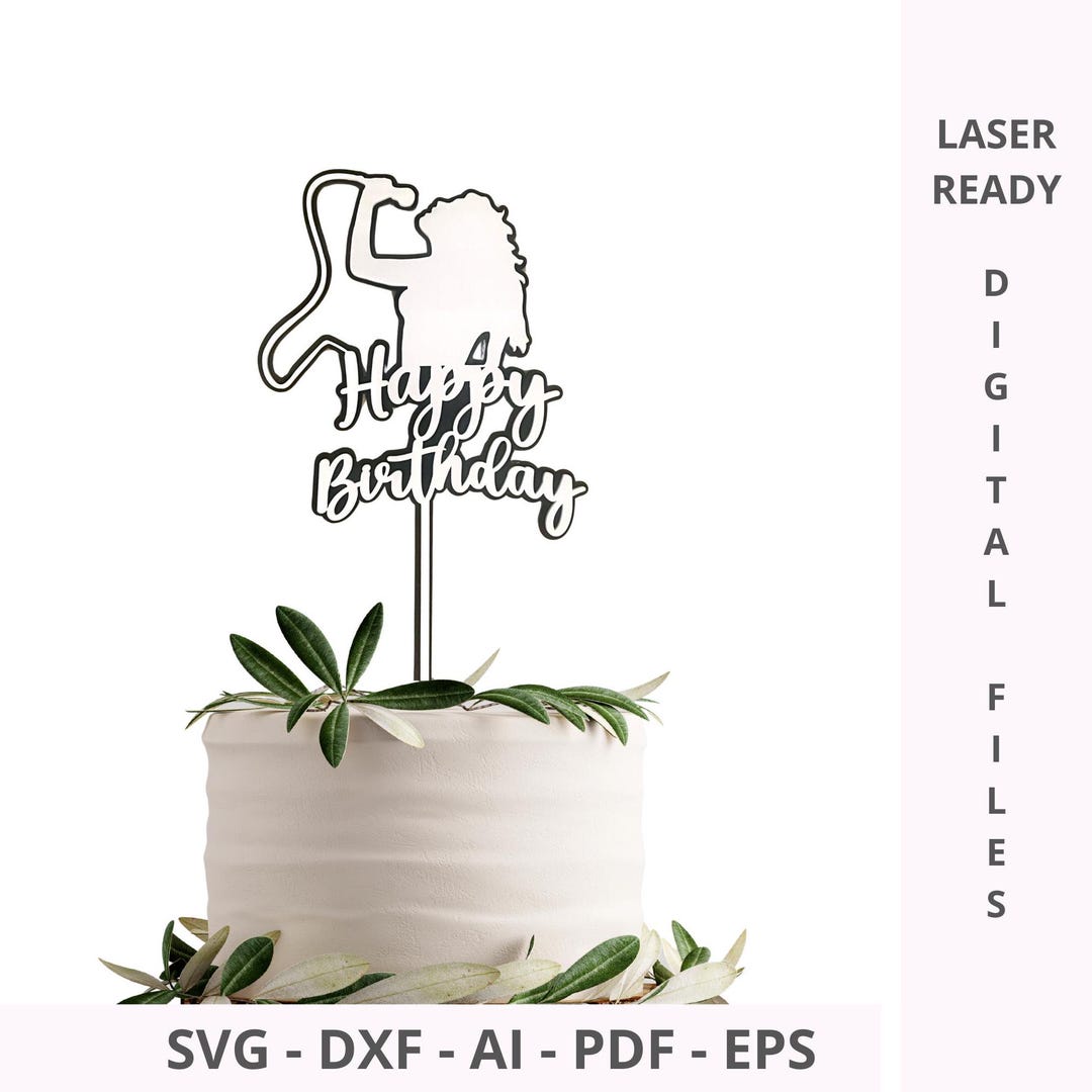 Female Singer Birthday Cake Topper SVG: Microphone Music Laser Cut ...