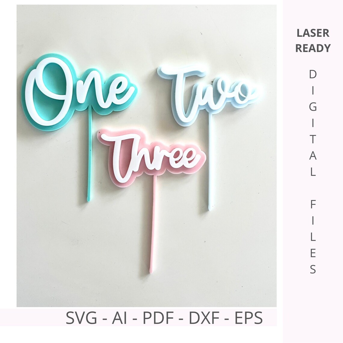 Double Layered Number Cake Topper SVG Bundle: Ages 1-10, Laser Cut ...