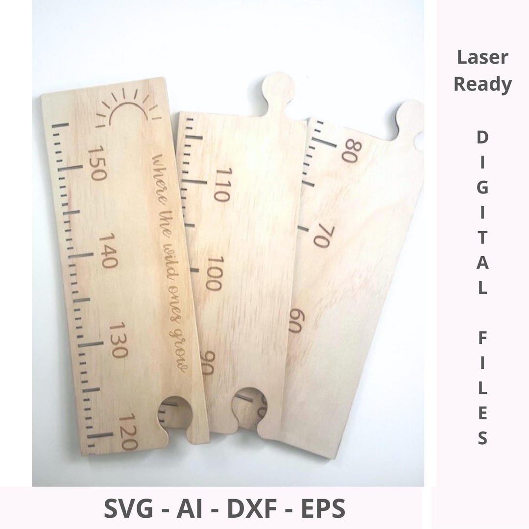 Growth Chart Ruler 150cm 3 Piece Puzzle: Laser Cut SVG Files (digital ...