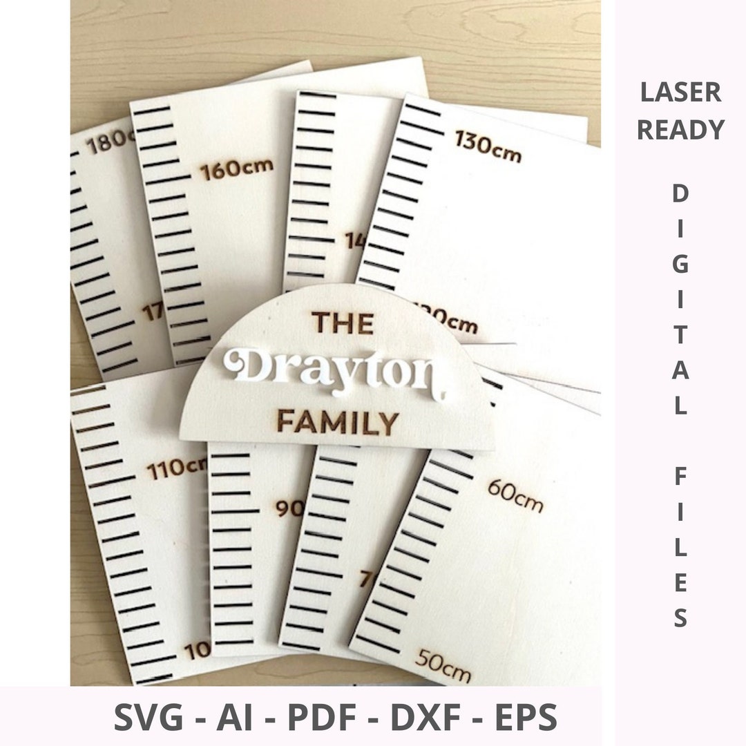 Kids Growth Chart Height Ruler 180cm SVG Custom "the Family" Squares ...