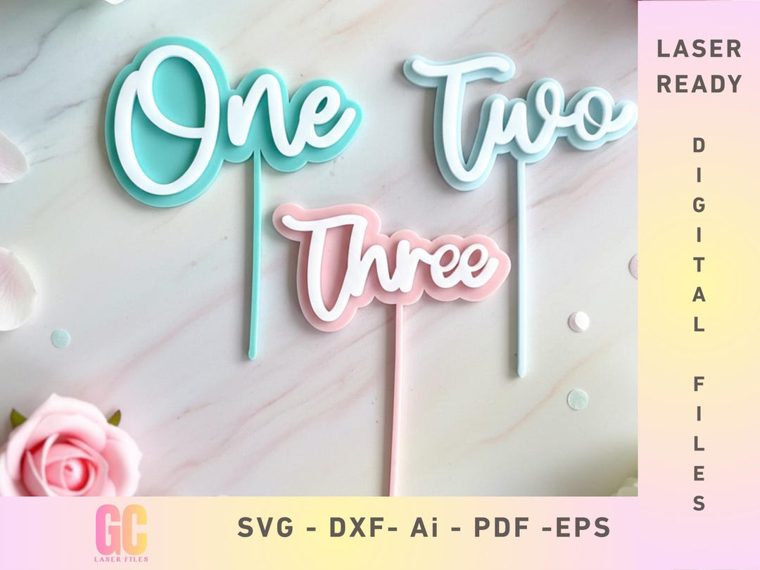 Double Layered Number Cake Topper SVG Bundle: Ages 1-10, Laser Cut ...