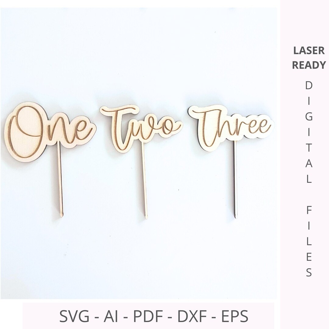 Bundle One to Ten Words Cake Topper SVG Vector Laser Cut Files ...