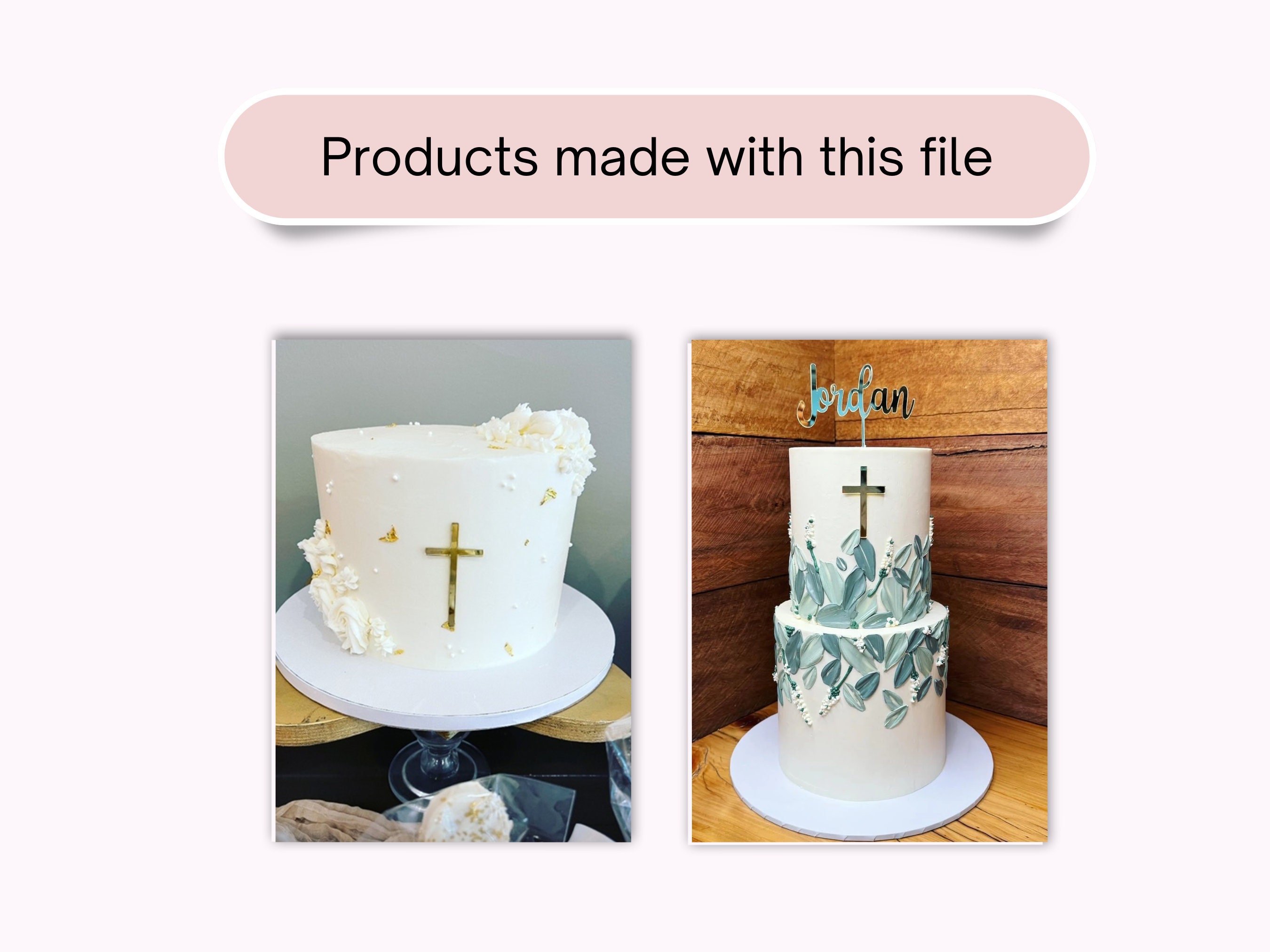 Elegant Baptism Cross SVG Set Cake Toppers Bundle Christening Charms ...