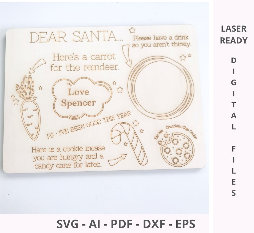 Dear Santa Board Tray SVG Bundle of 4 Shaped Boards | Christmas Eve ...