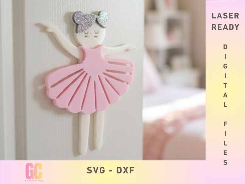 Dancing Ballet Girl SVG DXF Laser Cut File, Ballerina Nursery Kids ...
