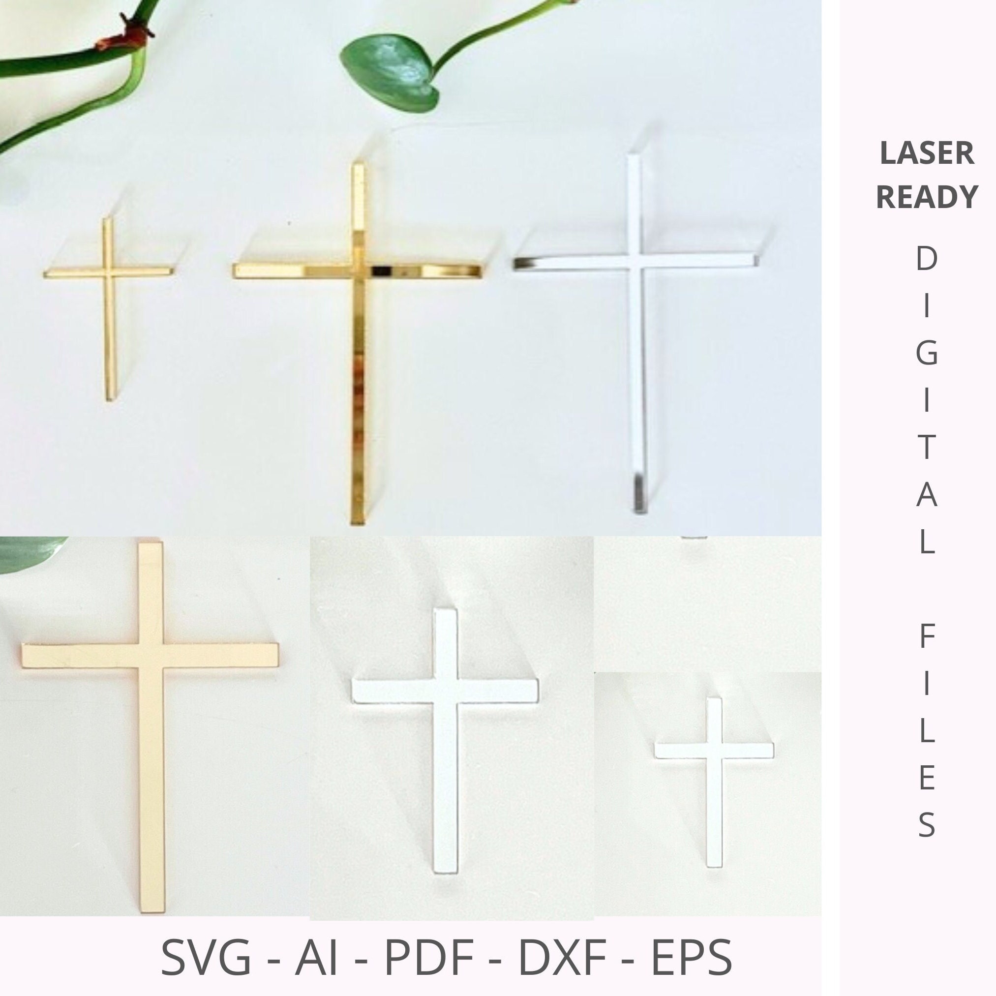 Elegant Baptism Cross SVG Set | Cake Toppers Bundle | Christening ...
