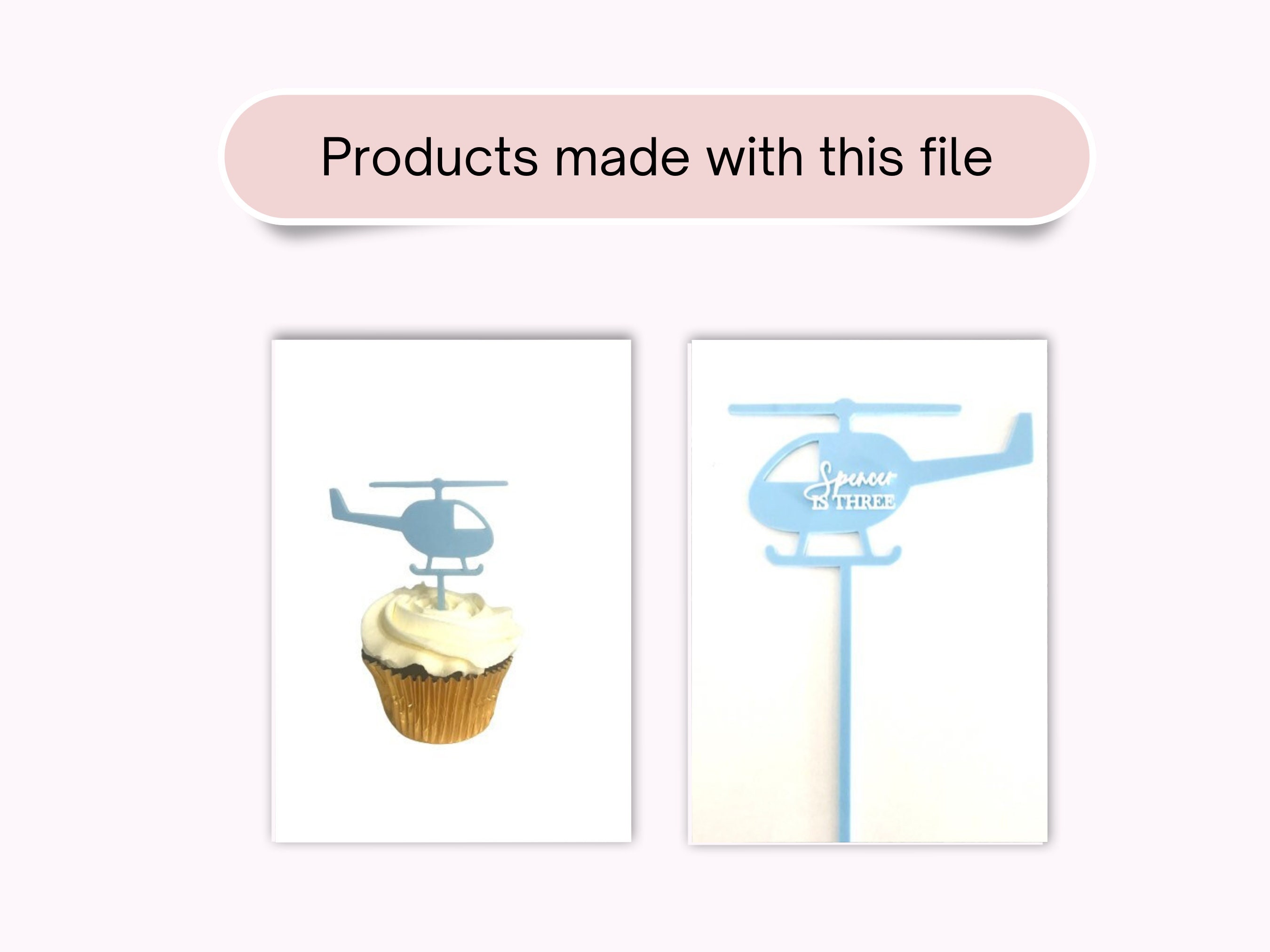 Helicopter Cake and Cupcake Toppers Svg Laser Cut Boys Birthday Party ...