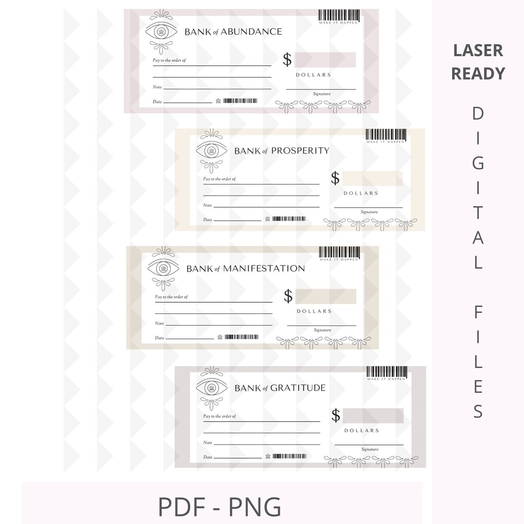 Printable Manifestation Checks | Law of Attraction Abundance Cheques ...