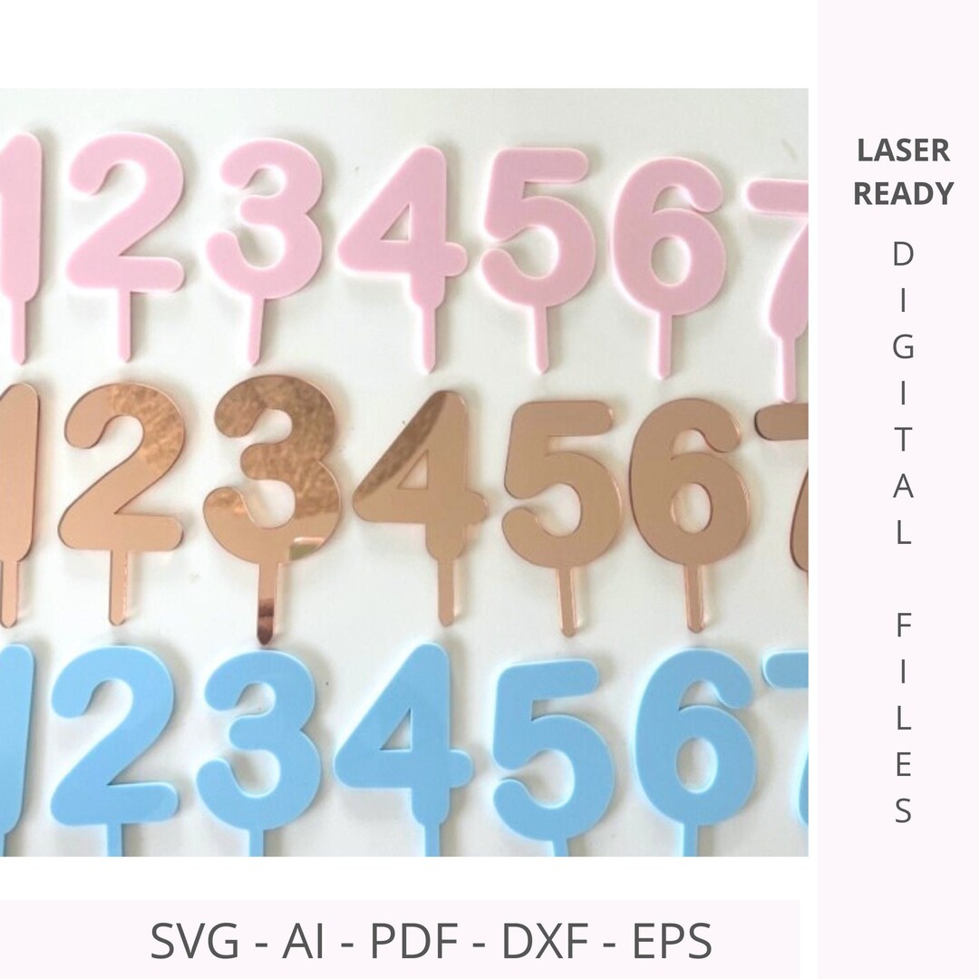 Kids Birthday Cake Toppers Numbers 0-9 SVG Bundle (digital Download ...