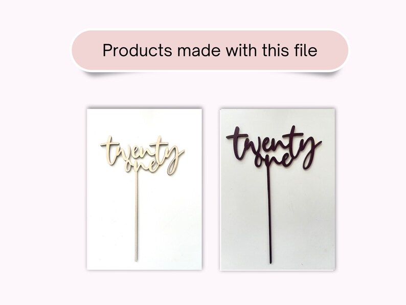 Elegant Twenty One Cake Topper SVG for Laser Cake Decoration Happy ...