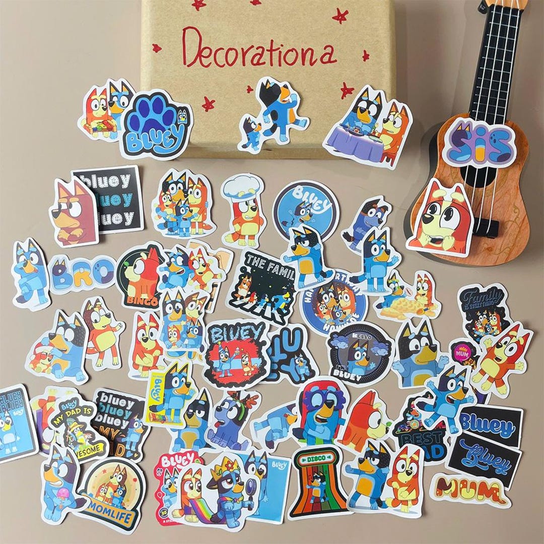 55pcs Blue Heeler Bandit Vinyl Stickers, Bluey Stickers Waterproof ...
