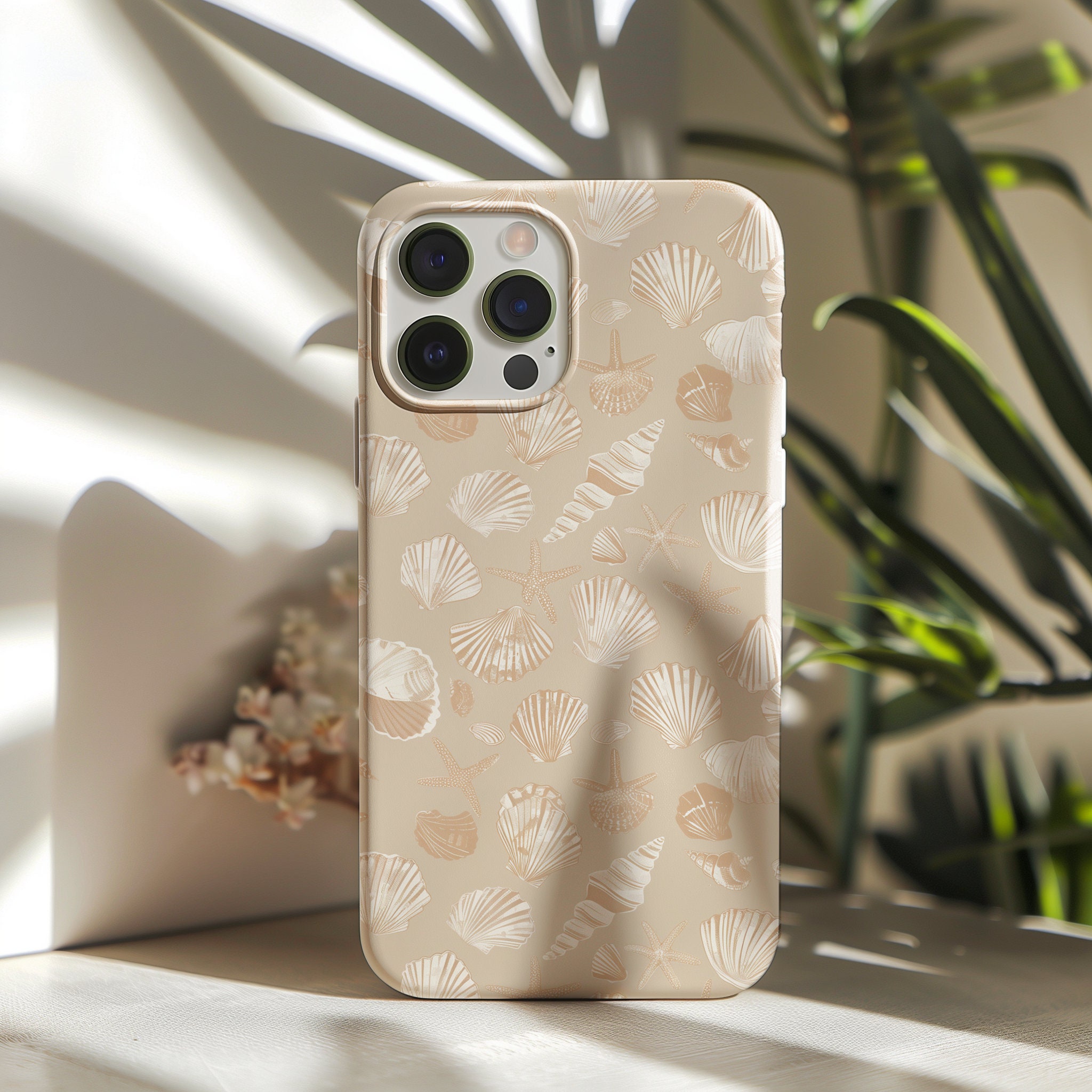 Beige Seashell Phone Case, Beachy Collage Phone Case, Summer Aesthetic ...