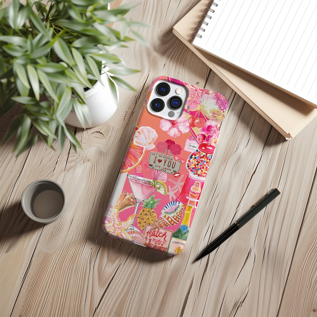 Pink Girly Collage Phone Case, Cute Phone Case, Trendy Preppy Style ...