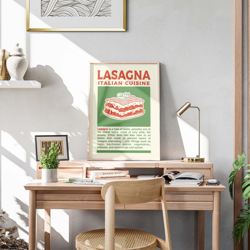 Italian Culture Food Lasagna Wall Art Authentic Vintage - Etsy