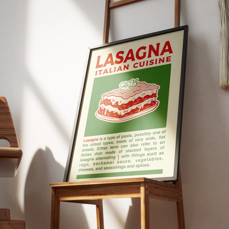 Italian Culture Food Lasagna Wall Art Authentic Vintage - Etsy