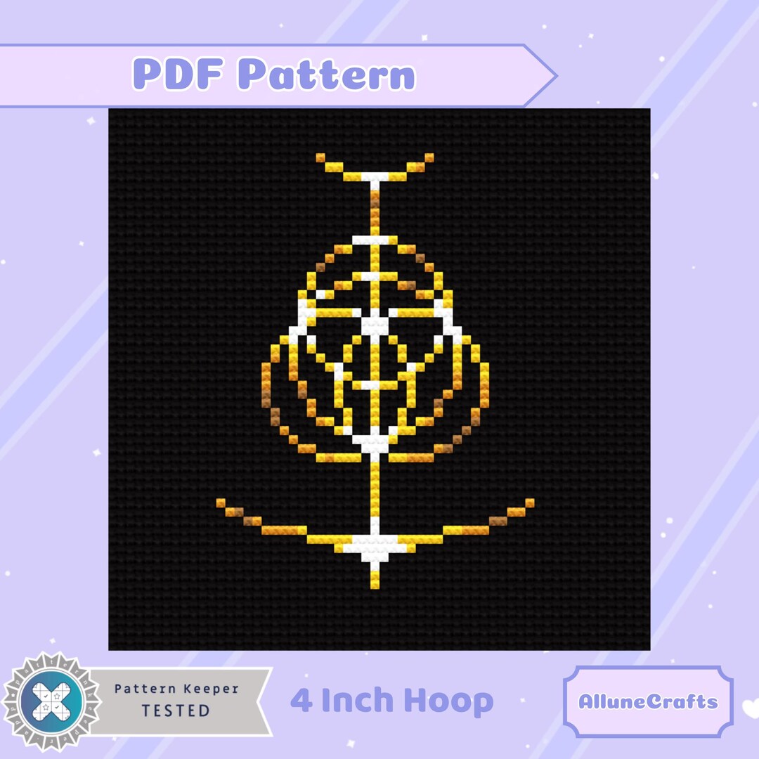 Elden Ring Symbol Cross Stitch | Small | 4 Inch Hoop | Beginner | PDF ...
