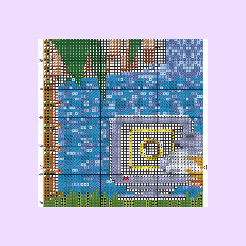 Sonic Team Diorama 1 Sonic the Hedgehog Cross Stitch Pattern Cute LARGE Beginner Cross Stitch ...