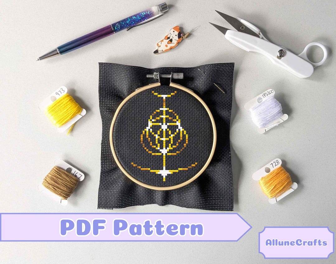 Elden Ring Symbol Cross Stitch Pattern Small 4 Inch Hoop Beginner Cross ...