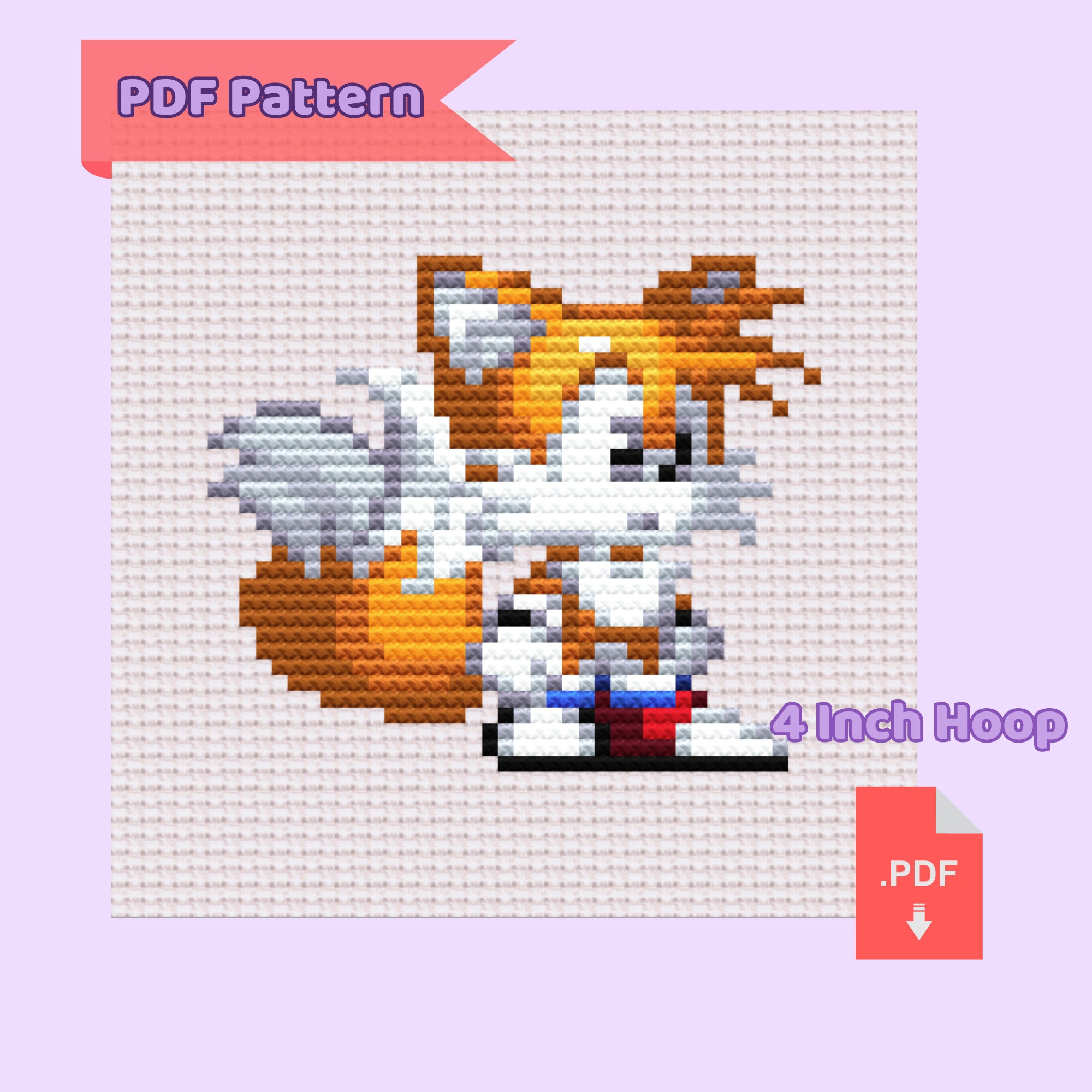 Tails Sonic the Hedgehog Cross Stitch Pattern Cute Small 4 Inch Hoop ...