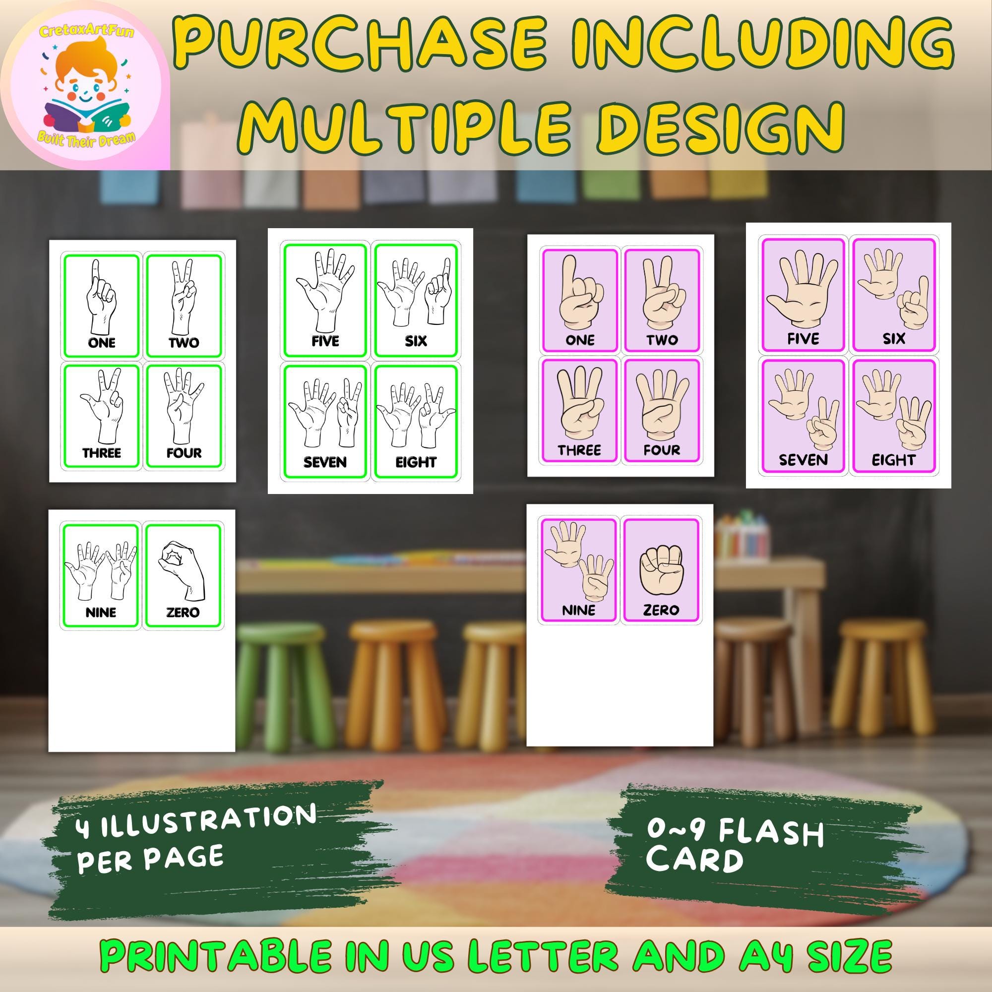 Number Hand Signal, 0 to 9 Number Flash Card, Finger Count, Educational ...