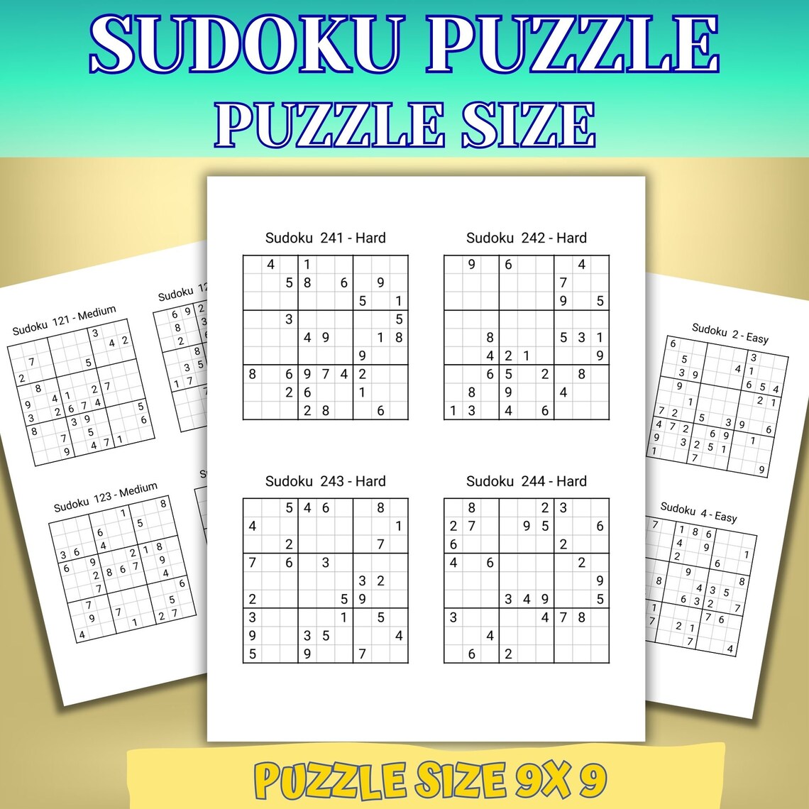360 Challenging 9x9 Sudoku Puzzles for Adults Easy, Medium, Hard Level ...