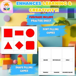 Printable Montessori Flash Card, 40 Shape Learning Card & Practice ...