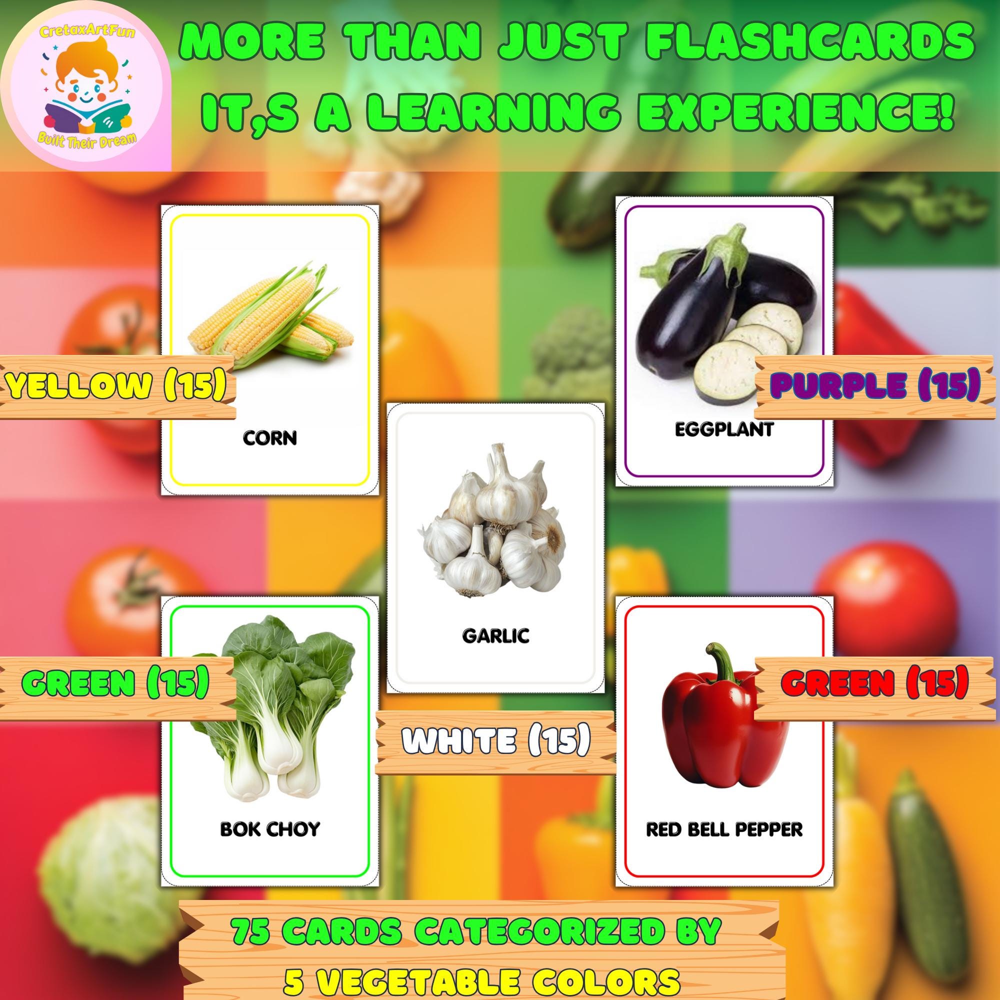 Printable Montessori Flash Card, 75 Vegetable Flash Card & Practice ...