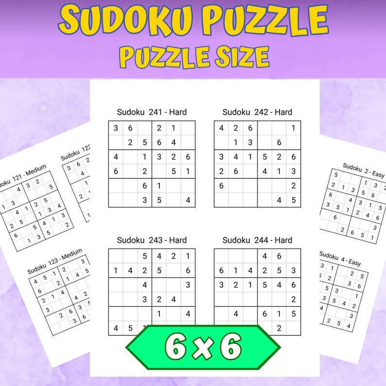 Printable Sudoku 6x6 for Kids | 360 Puzzles With Solutions | Easy ...