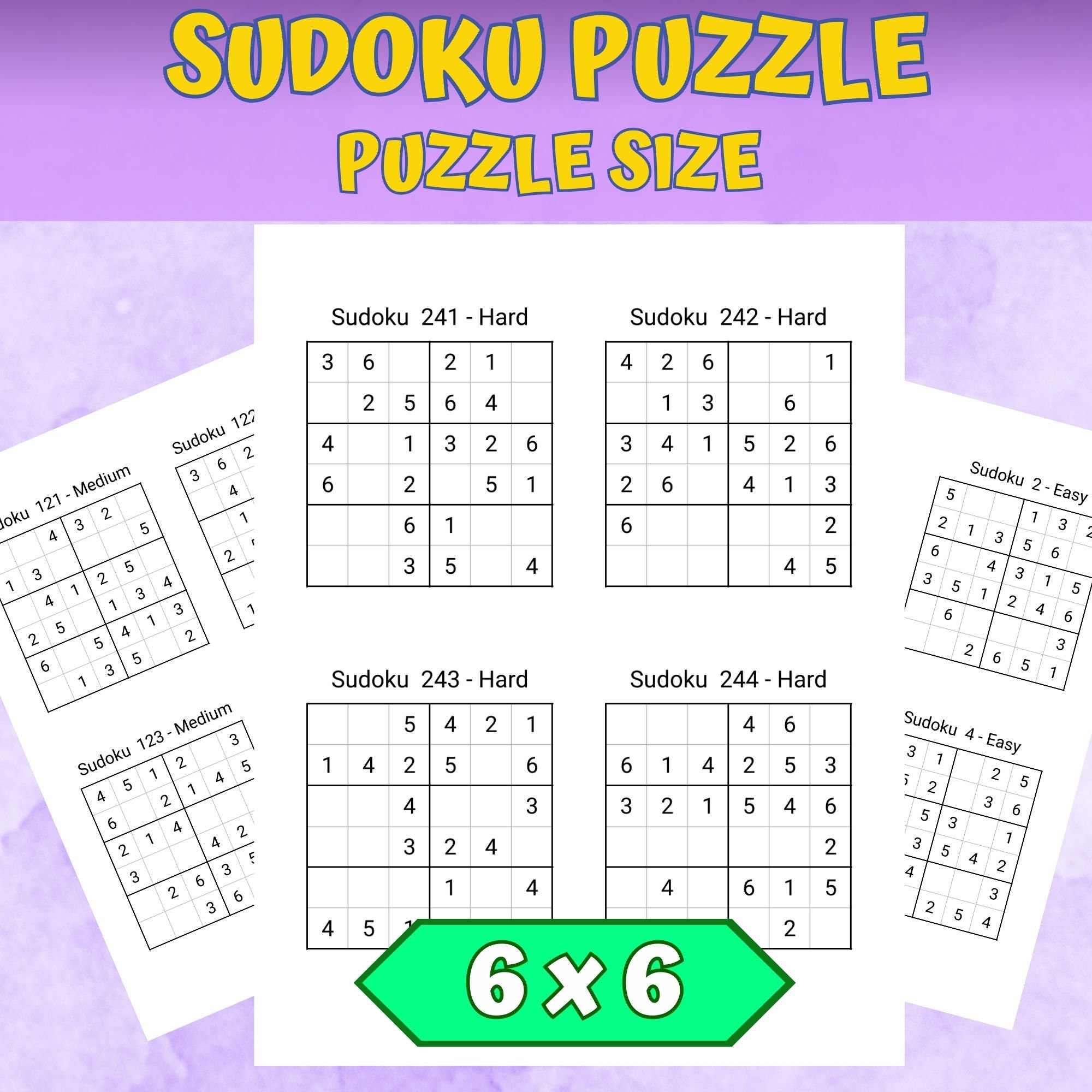 Printable Sudoku 6x6 for Kids | 360 Puzzles With Solutions | Easy ...