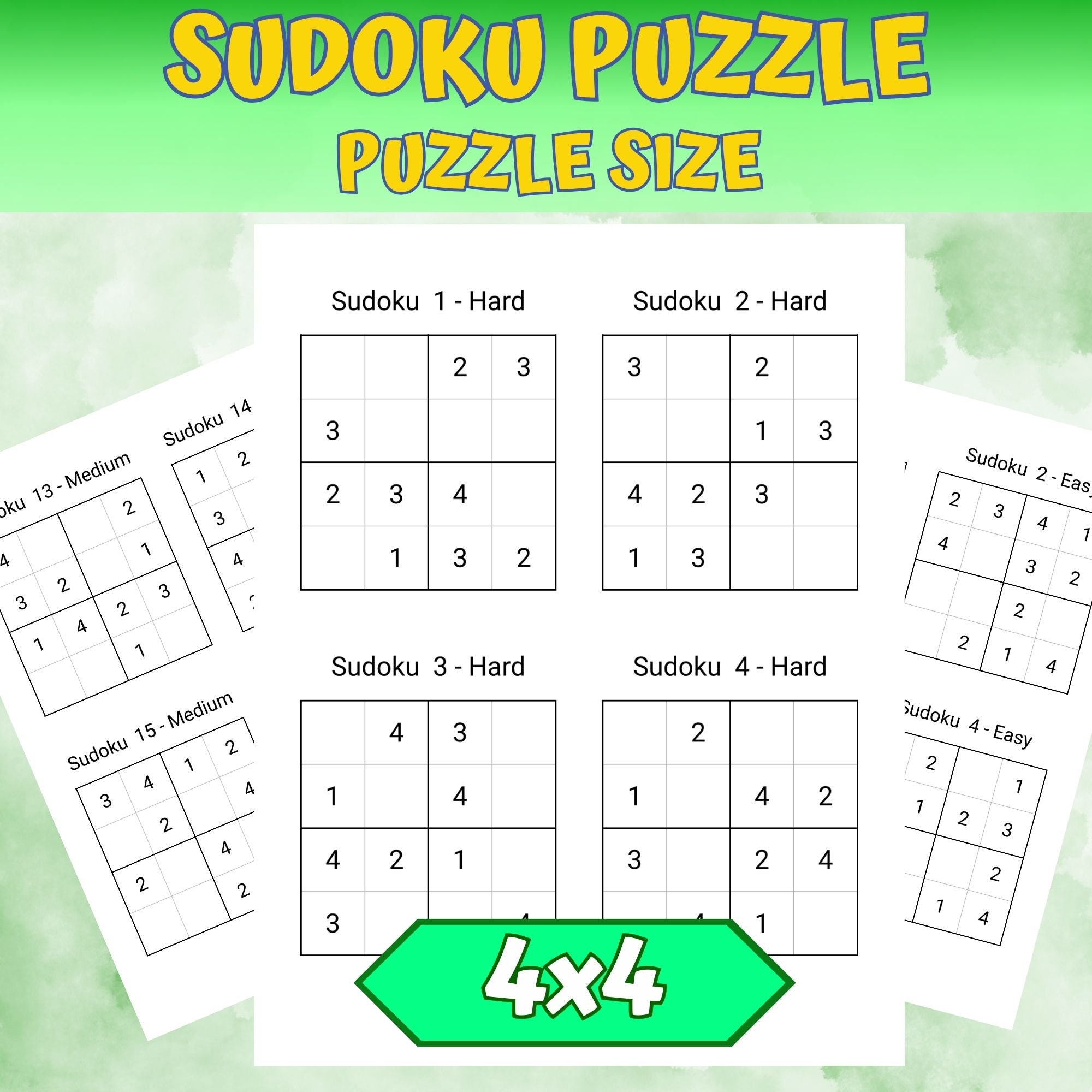 240 4x4 Sudoku Puzzles for Kid | Easy, Medium, Hard Level | Educational ...