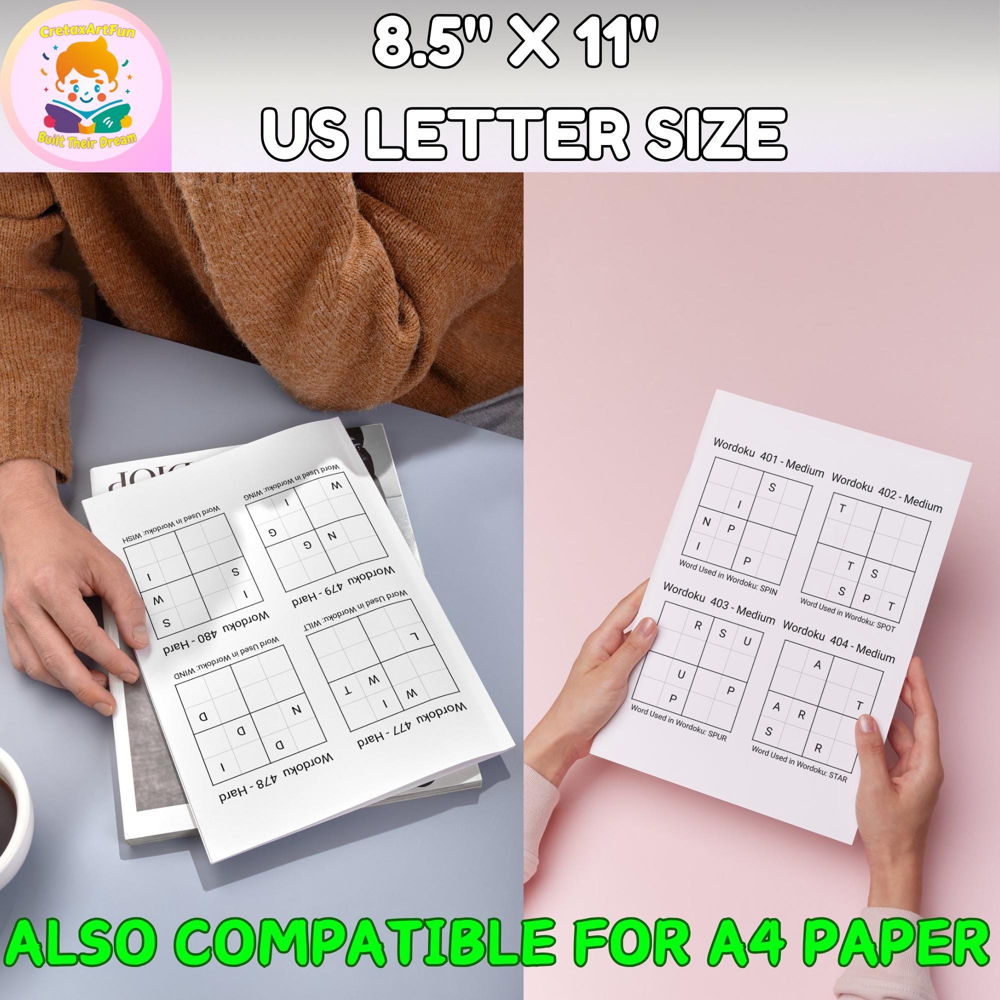 Printable Wordoku 4x4 for Adult, 1500 Puzzle With Solution, Easy ...