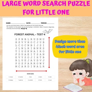 Forest Animal Word Search Puzzle | Preschool and Kid Learning Fun ...