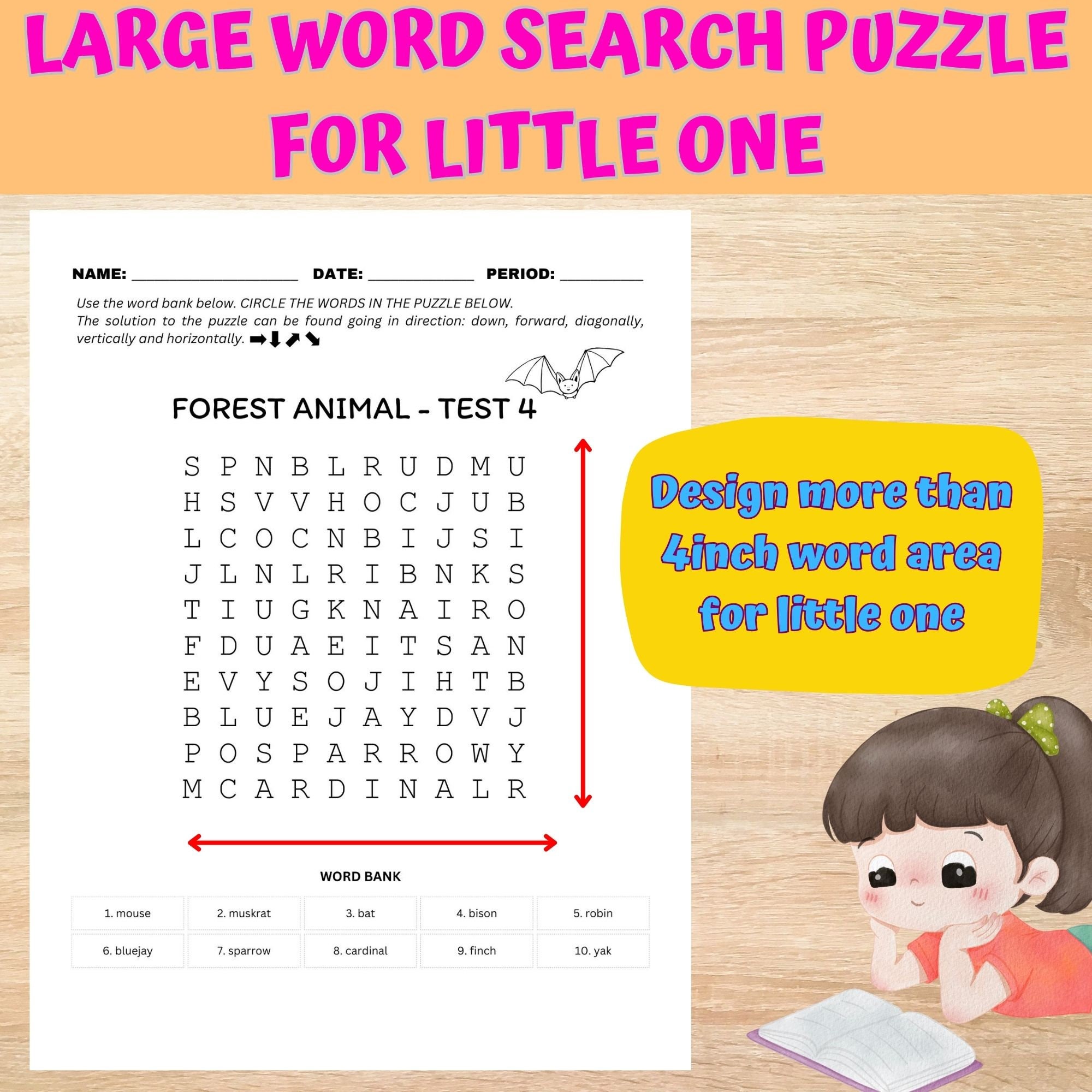 Forest Animal Word Search Puzzle | Preschool and Kid Learning Fun ...