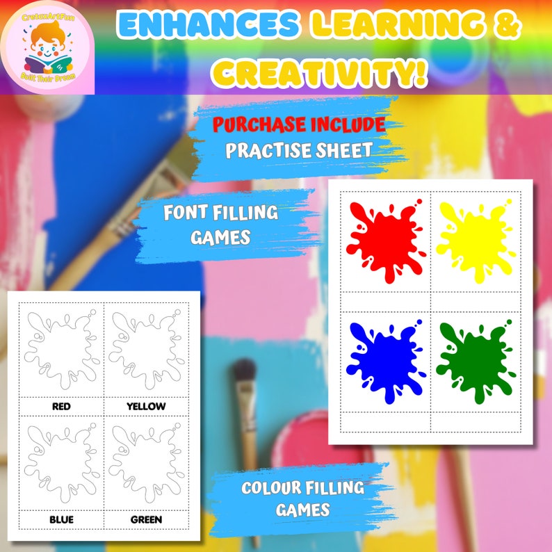 Printable Montessori Flash Card, 36 Colors Flash Card & Practice Sheet ...