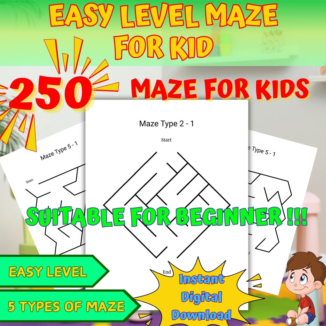 Printable 250 Maze Games for Kids 5 Types of Easy Mazes With Solution ...