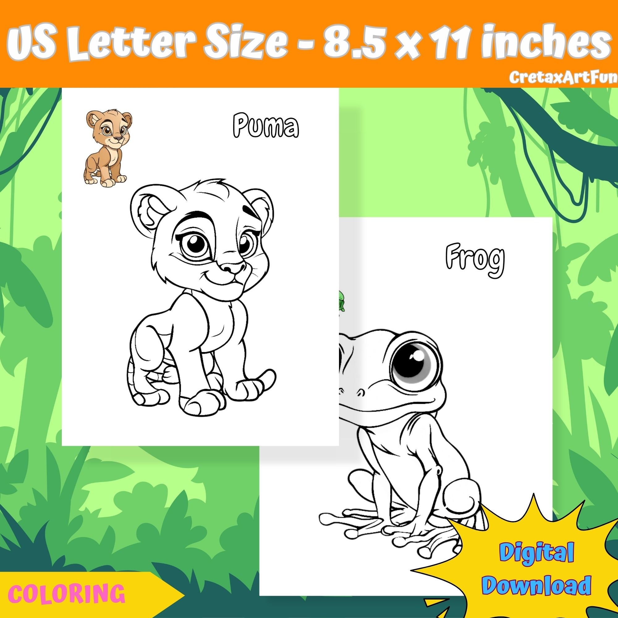 Colorful Forest Animal Coloring Pages for Toddlers, Preschool, and ...