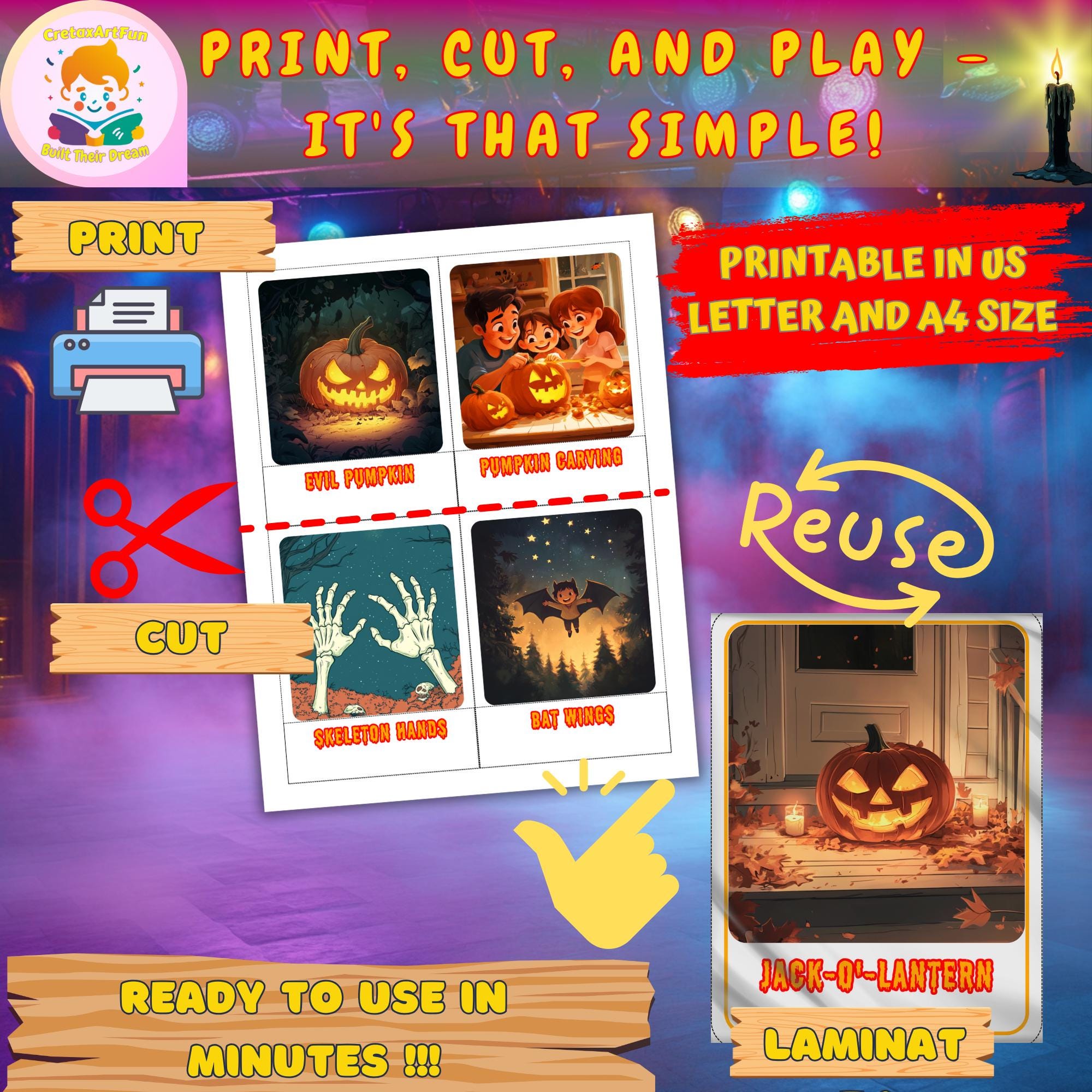 Printable Montessori Flash Card, 70 Halloween Flash Card, Halloween ...