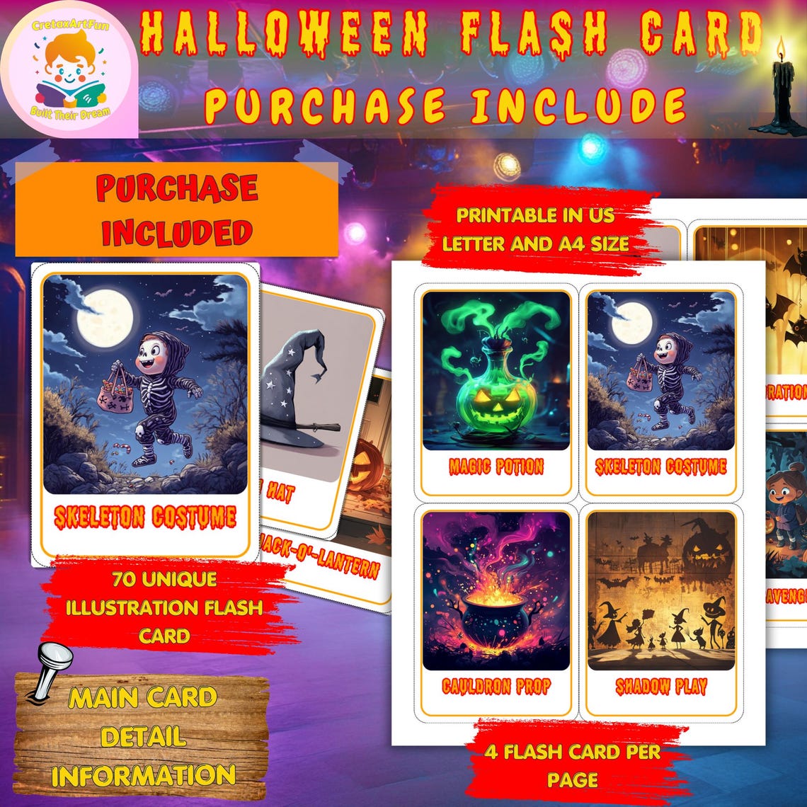 Printable Montessori Flash Card, 70 Halloween Flash Card, Halloween ...
