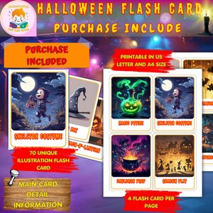 Printable Montessori Flash Card, 70 Halloween Flash Card, Halloween ...
