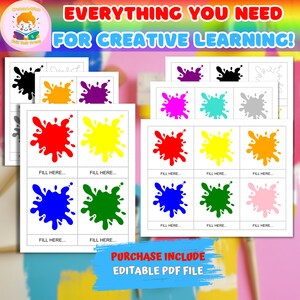 Printable Montessori Flash Card, 36 Colors Flash Card & Practice Sheet ...