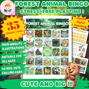 Printable Forest Animal Bingo Game, 35 Unique Bingo, Educational Game ...