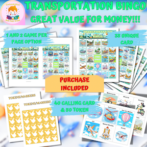 Printable Transportation Bingo Game, 35 Unique Bingo, Educational Fun ...