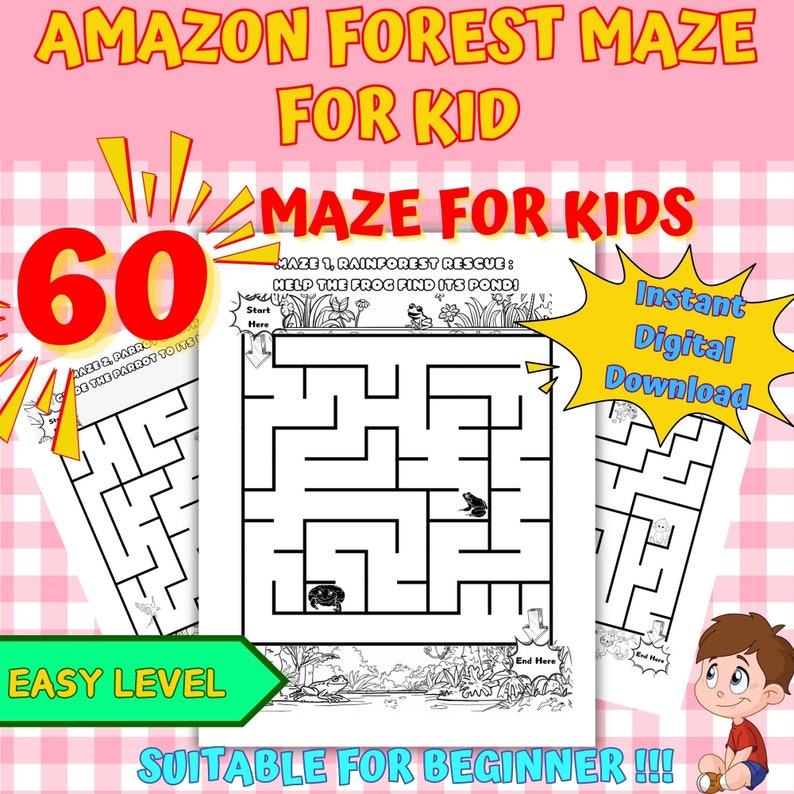 Printable Amazon Forest Maze for Kid |60 Puzzles With Coloring Page ...