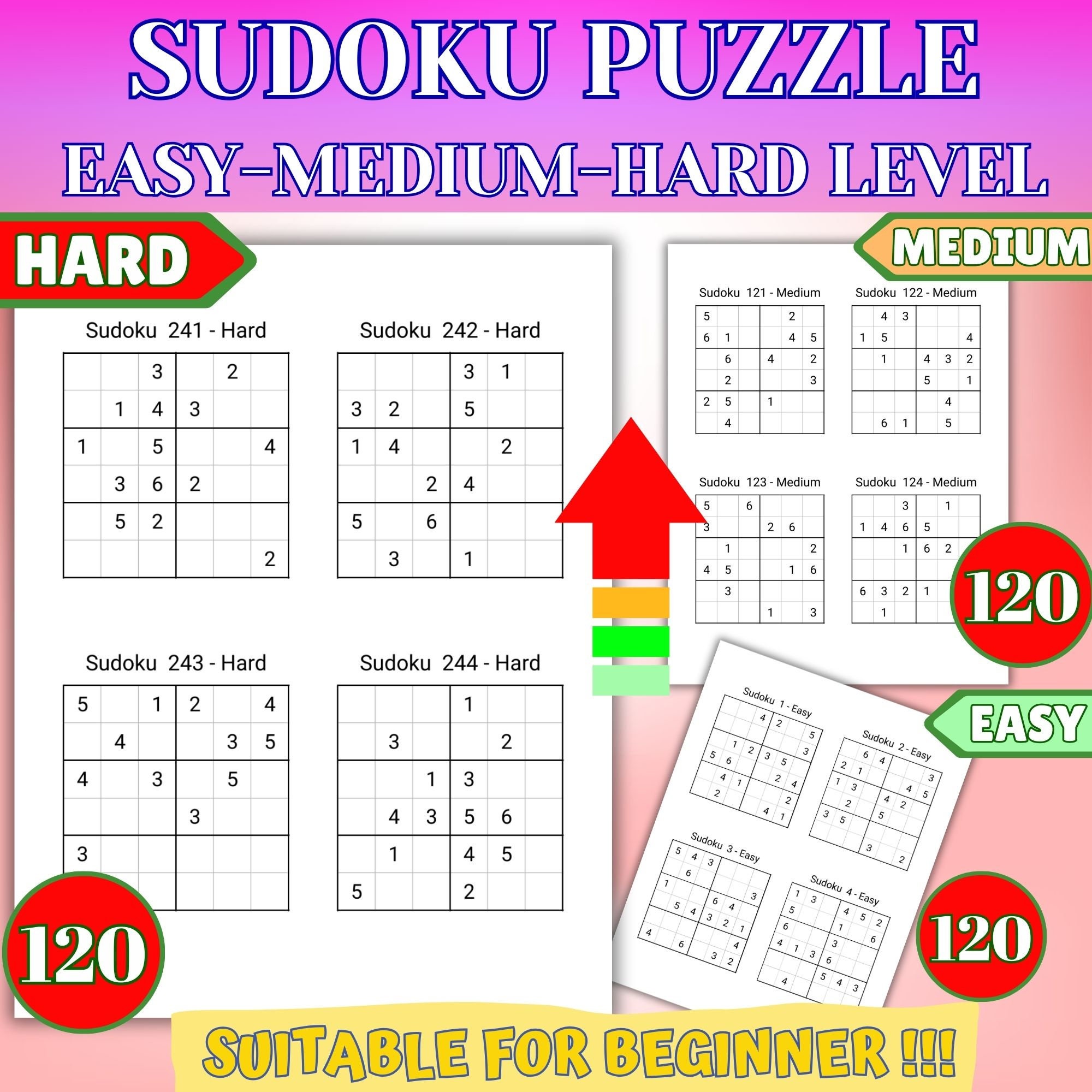 360 Printable 6x6 Sudoku Puzzles for Adults | Easy, Medium, Hard Level ...