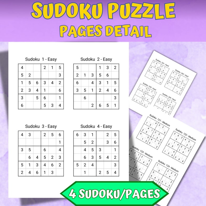 Printable Sudoku 6x6 for Kids | 360 Puzzles With Solutions | Easy ...