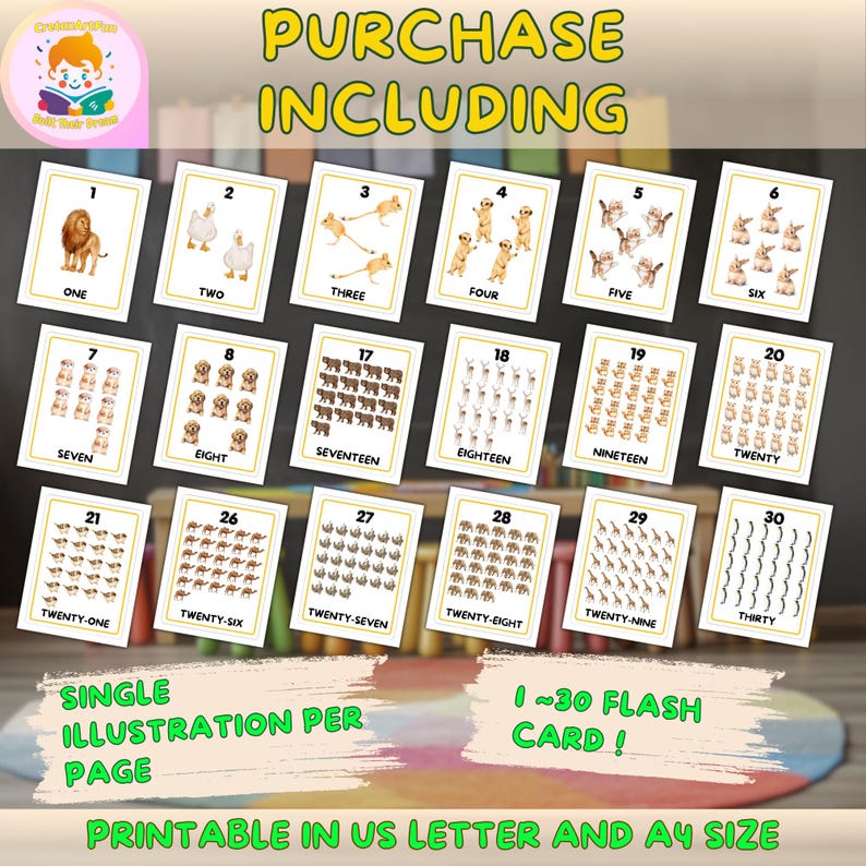 Printable 1 - 30 Counting Number Flash Card, Educational Game ...