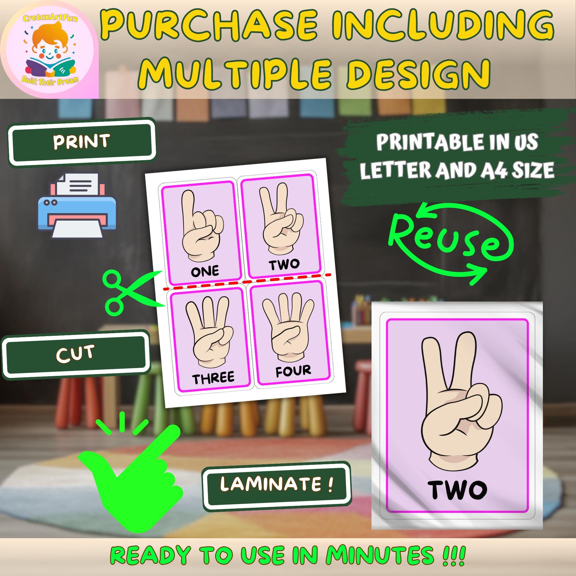 Number Hand Signal, 0 to 9 Number Flash Card, Finger Count, Educational ...