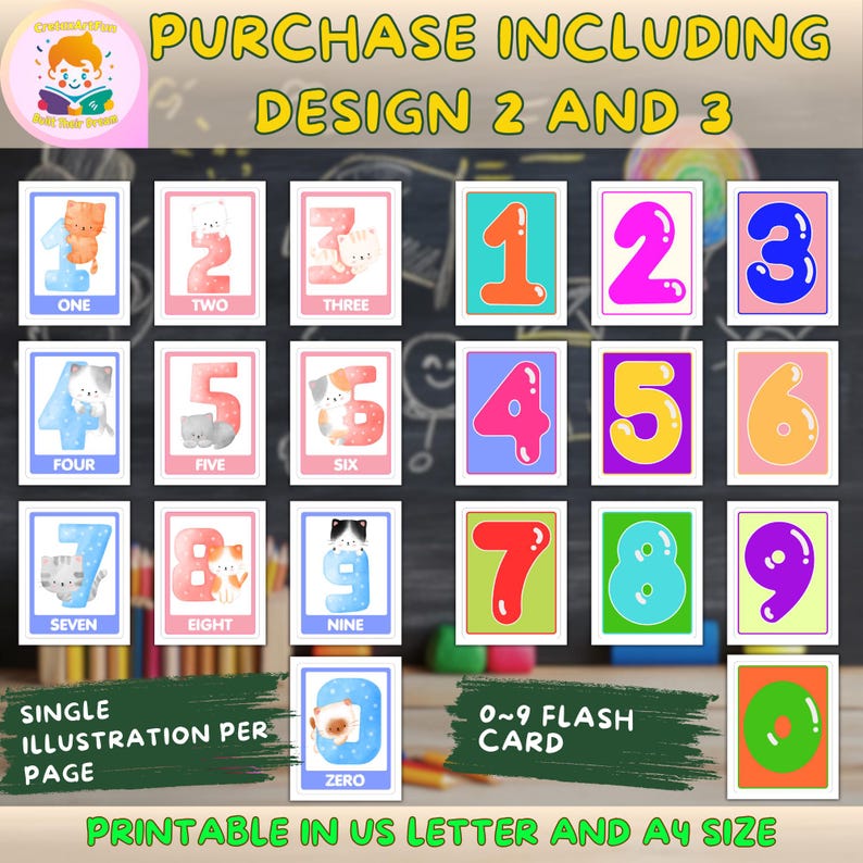 Printable 0 to 9 Number Flashcard, Educational Game, Montessori Tracing ...