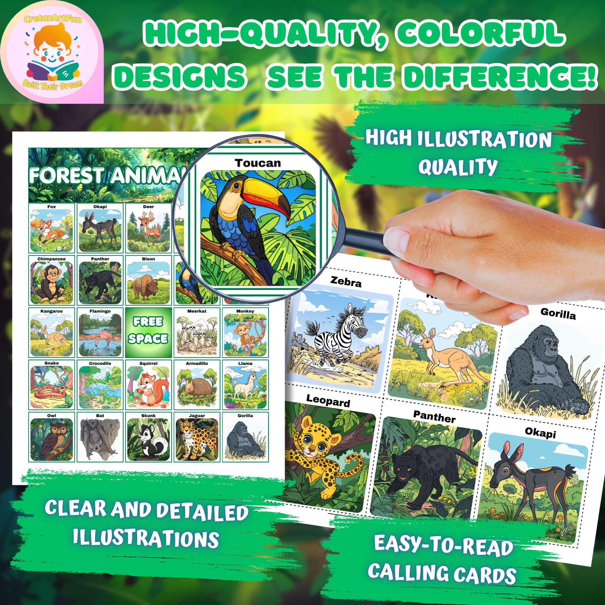 Printable Forest Animal Bingo Game, 35 Unique Bingo, Educational Game ...