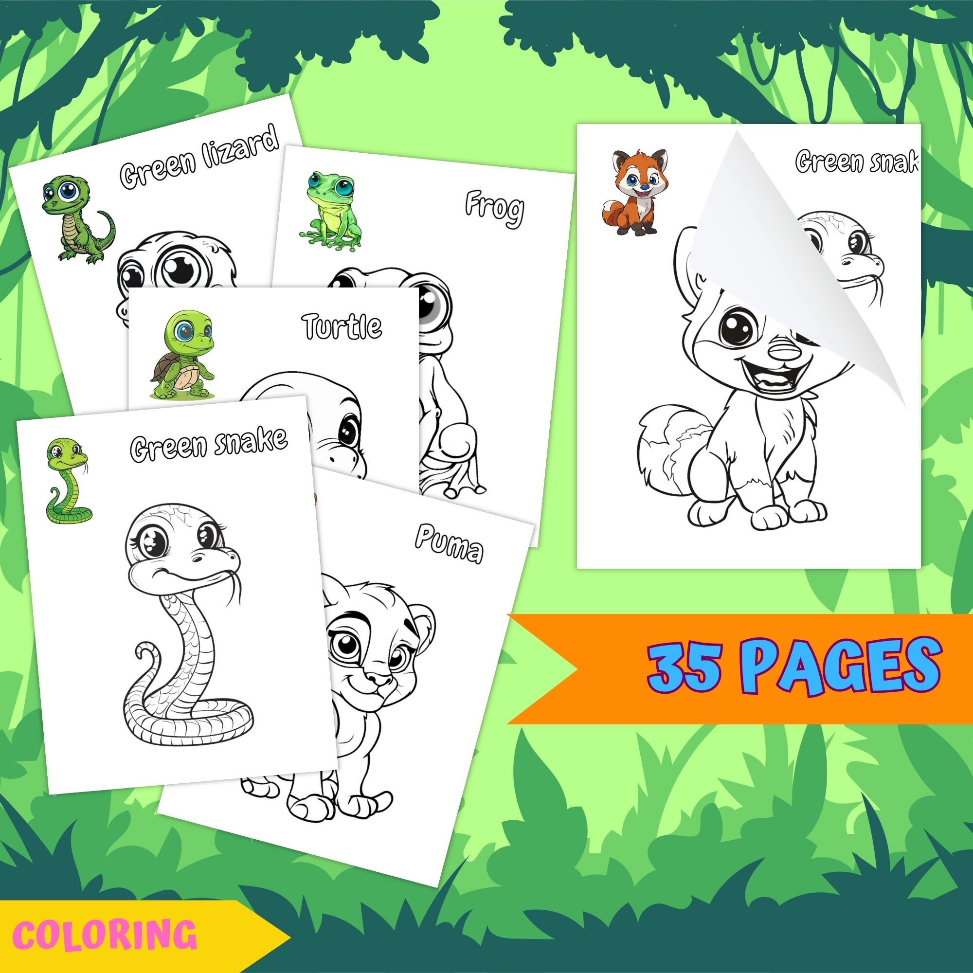Colorful Forest Animal Coloring Pages for Toddlers, Preschool, and ...